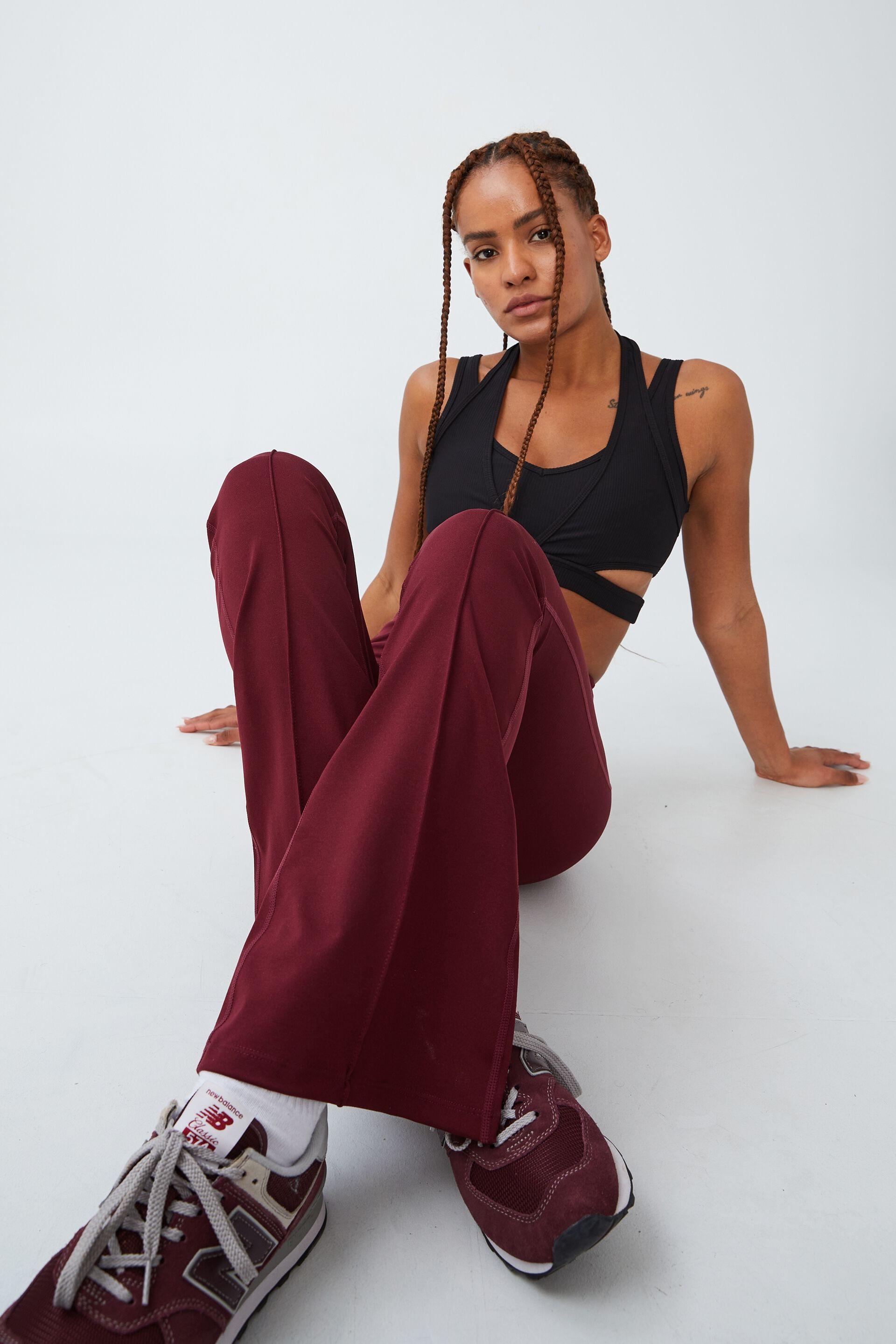 Yoga cut out full length flare - burgundy Cotton On Bottoms ...