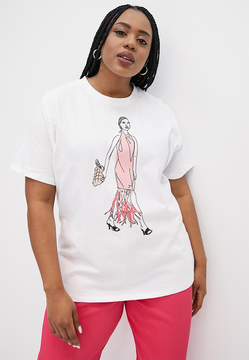 Basic crew graphic tee - white