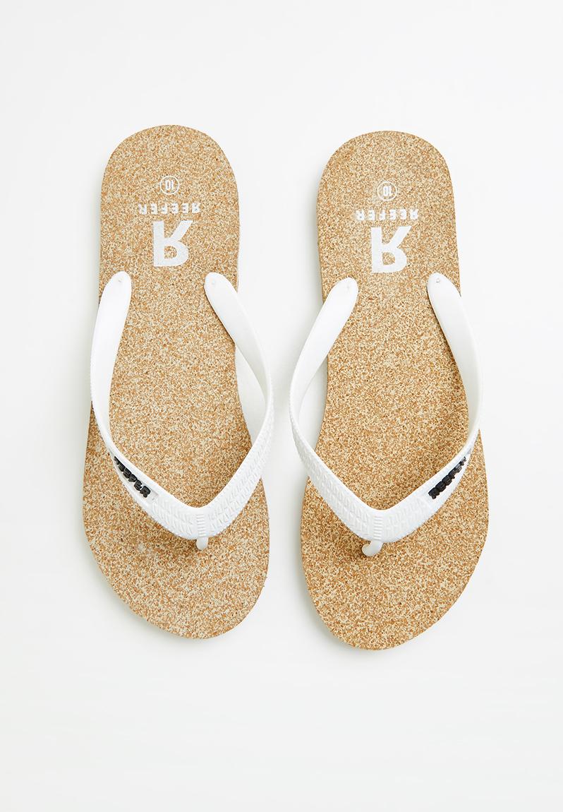 Cork flip flops - white