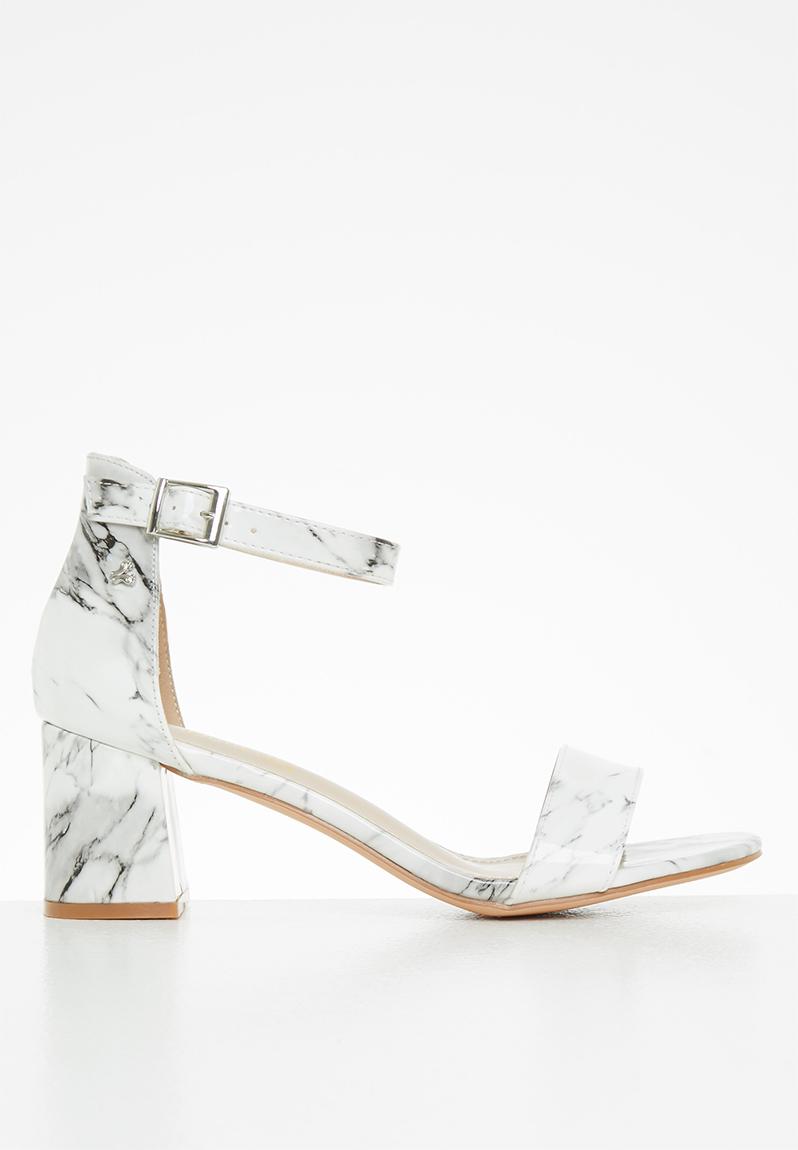 Graphite 1 ankle tie block heel - white