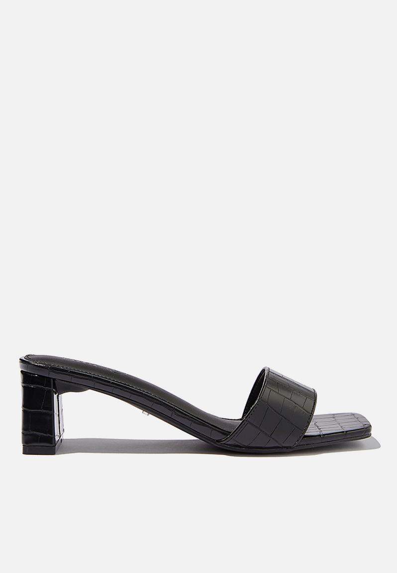 Harley single strap mule - black croc pu