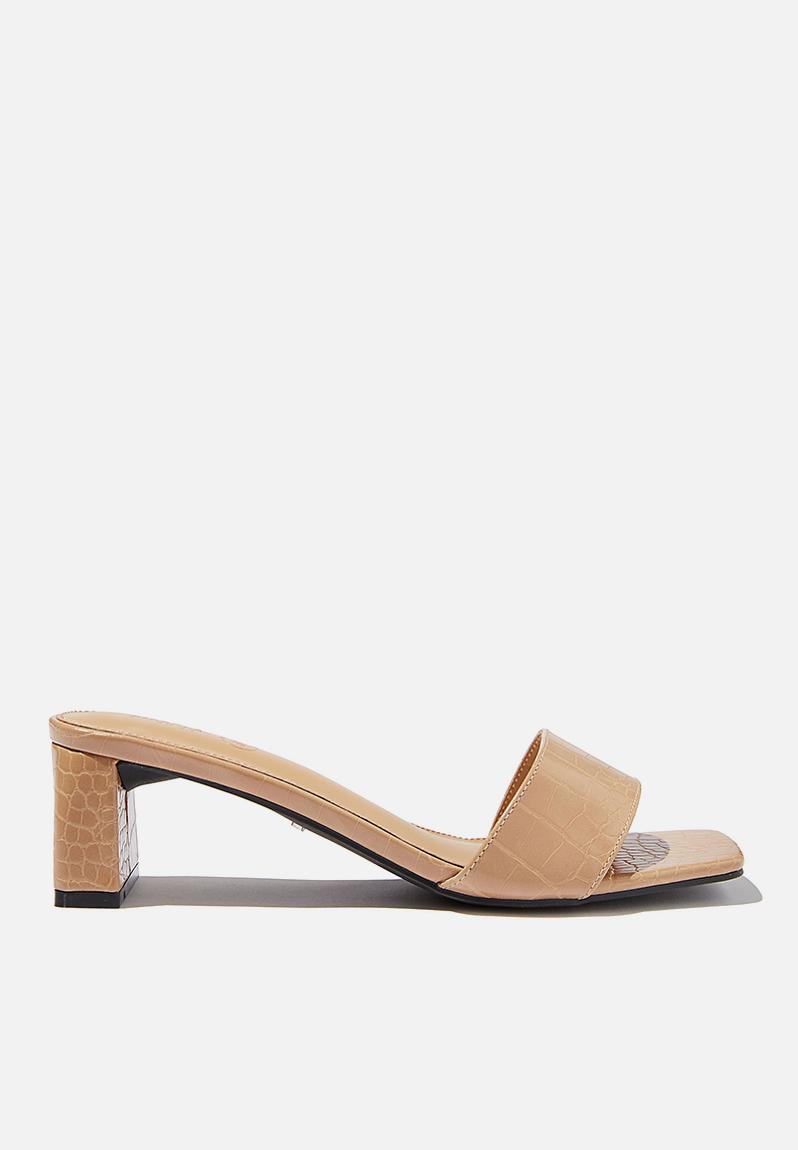 Harley single strap mule - camel croc pu