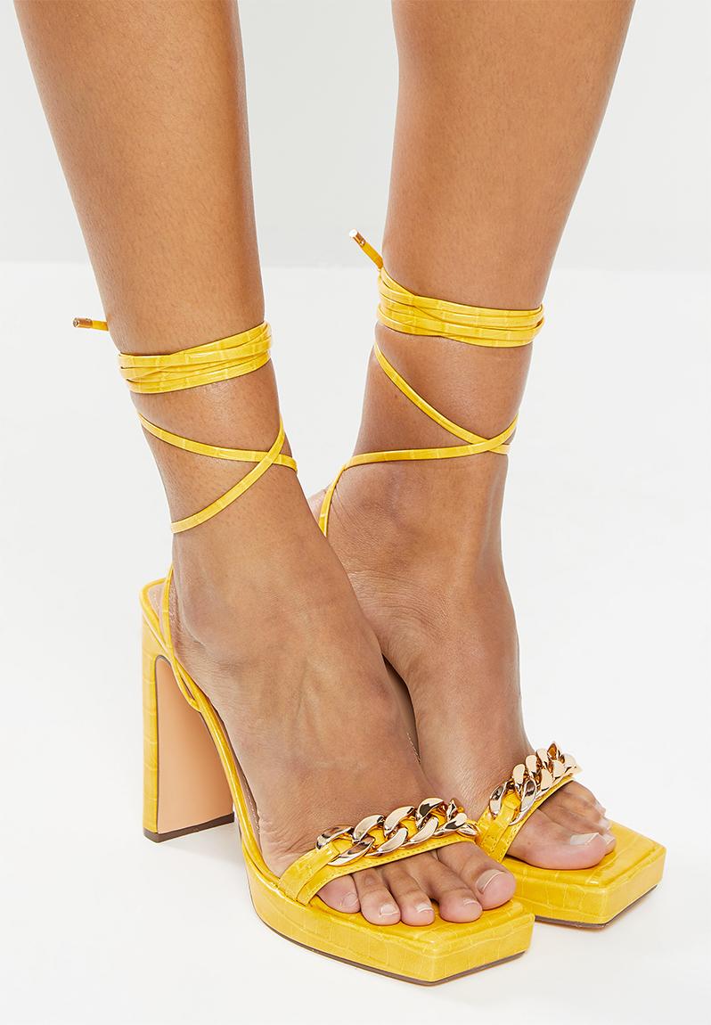 Desire1 barely there block heel - yellow Miss Black Heels | Superbalist.com
