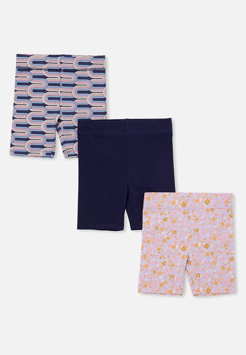 Girls multipack bike shorts 3 pack - navy soho floral/bundle
