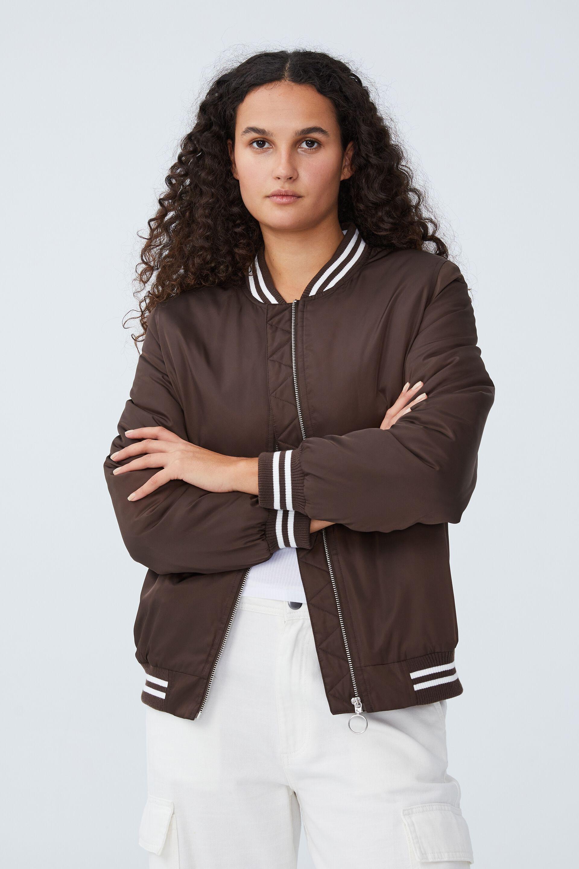 The bomber jacket - rich brown white tipping Cotton On Jackets ...