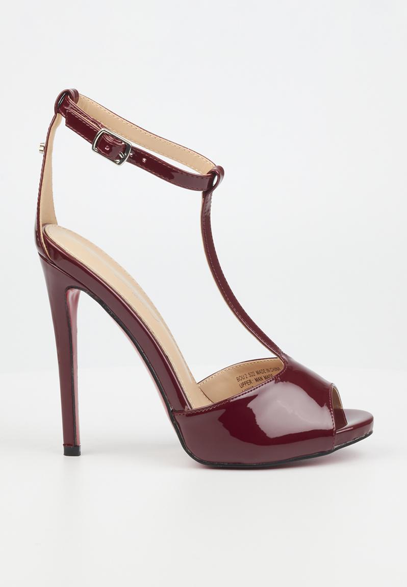 Bou2 barely there block heel - burgundy