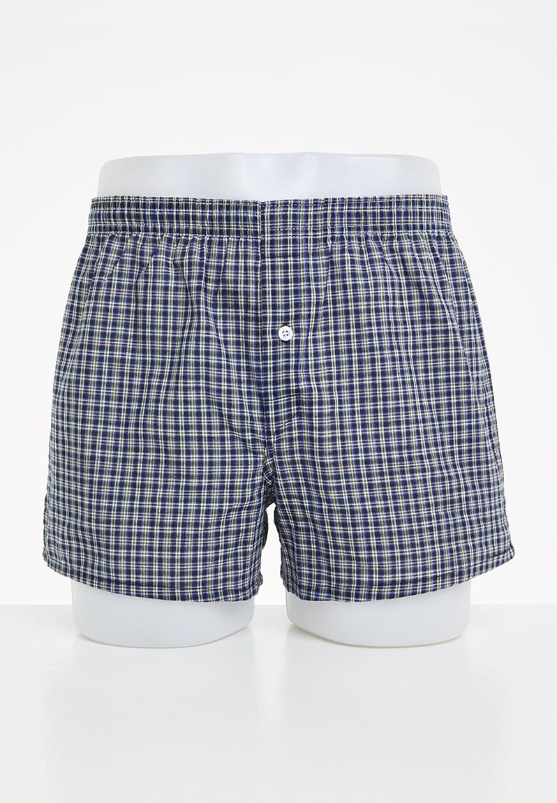 Navy yellow check boxer - multi
