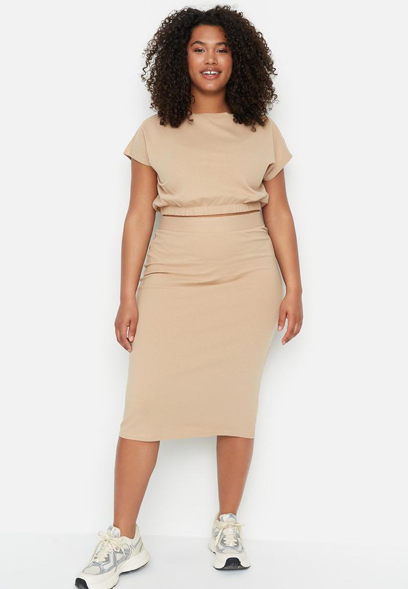 Plus knit bottom-top set - mink Trendyol Tops | Superbalist.com