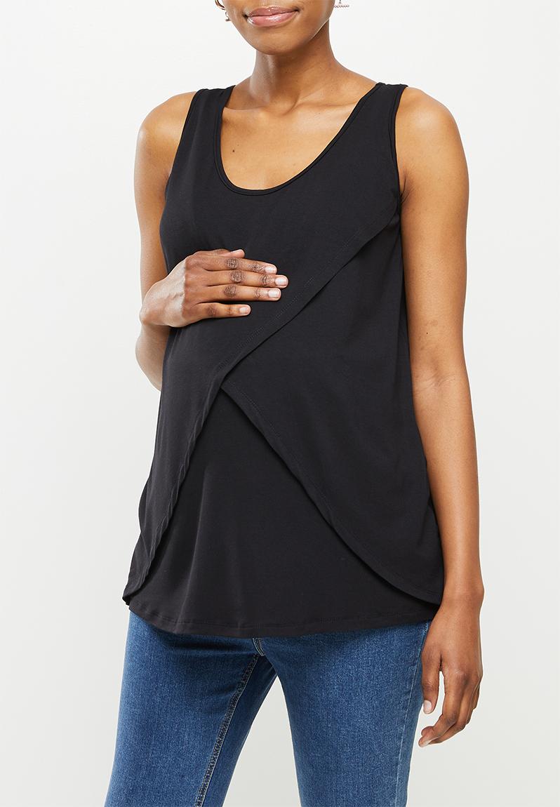 Maternity waterfall nursing swing vest - black edit Maternity Tops ...
