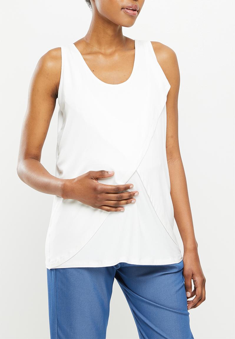 Maternity waterfall nursing swing vest - white