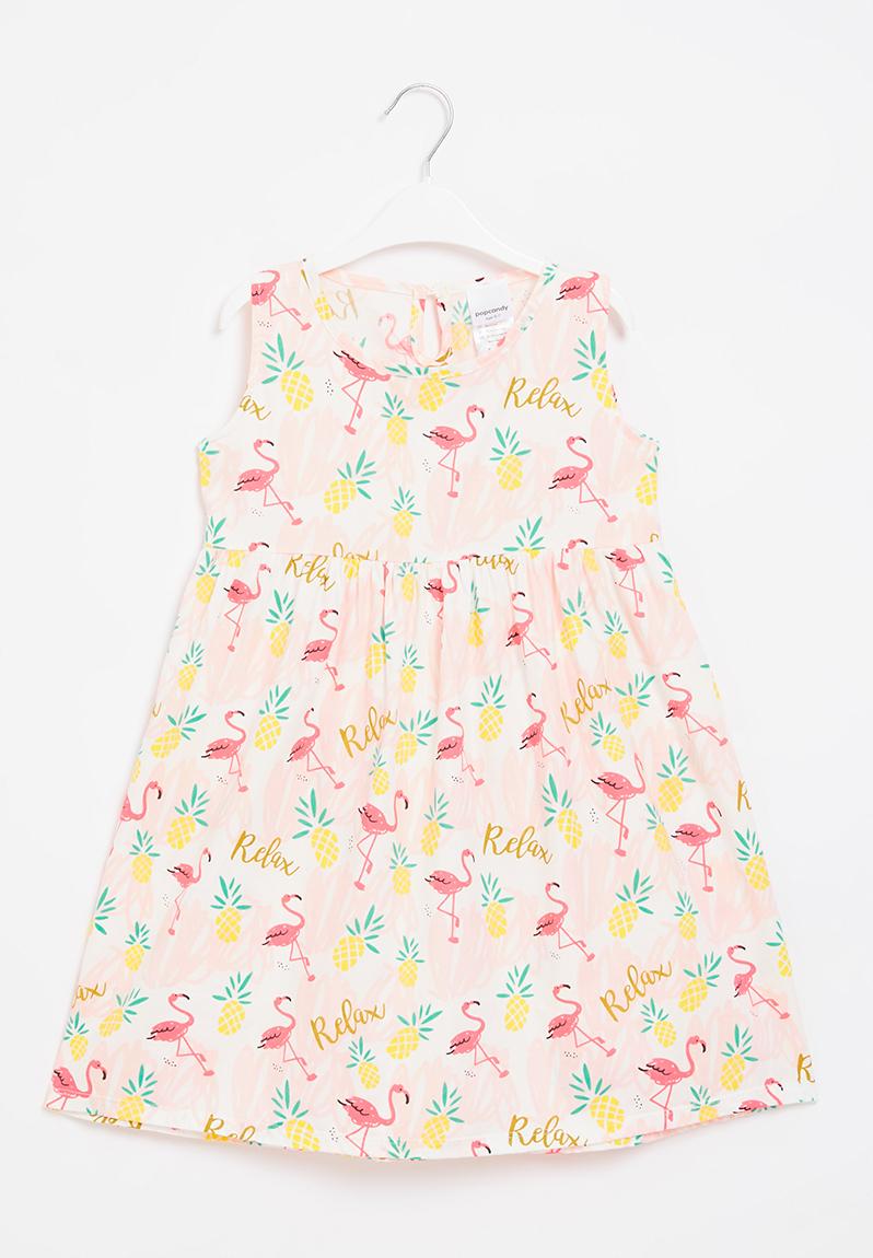 Girls flamingo dress - multi