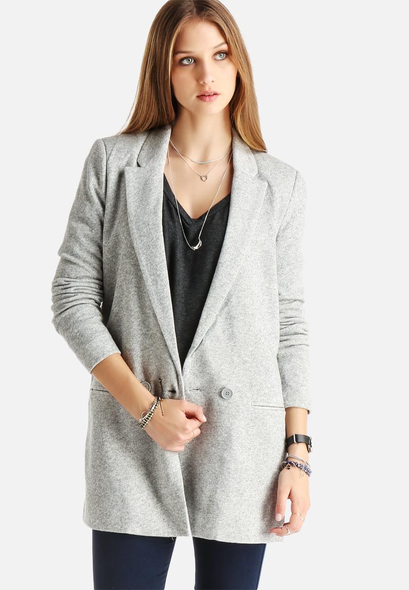Sandra L/S Long Blazer - Light Grey Melange Vero Moda Jackets ...