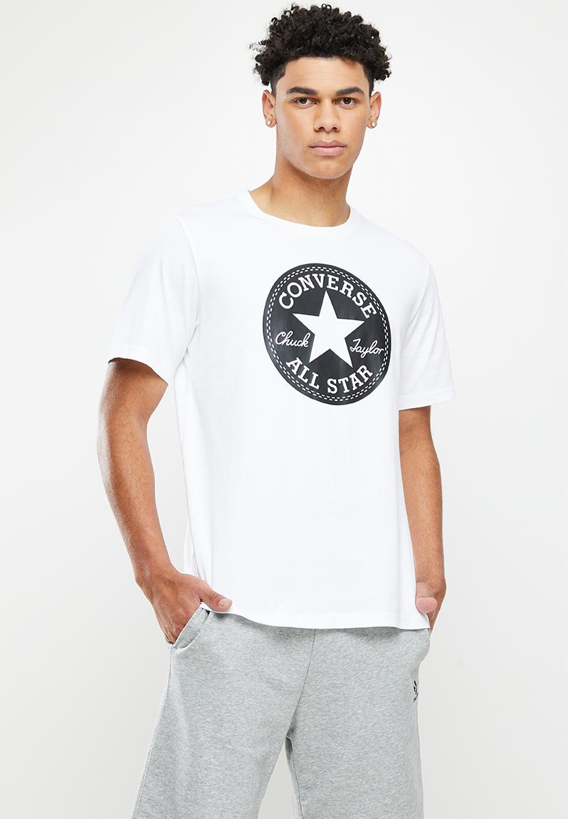 Standard fit center front chuck patch knock out tee - white Converse T ...