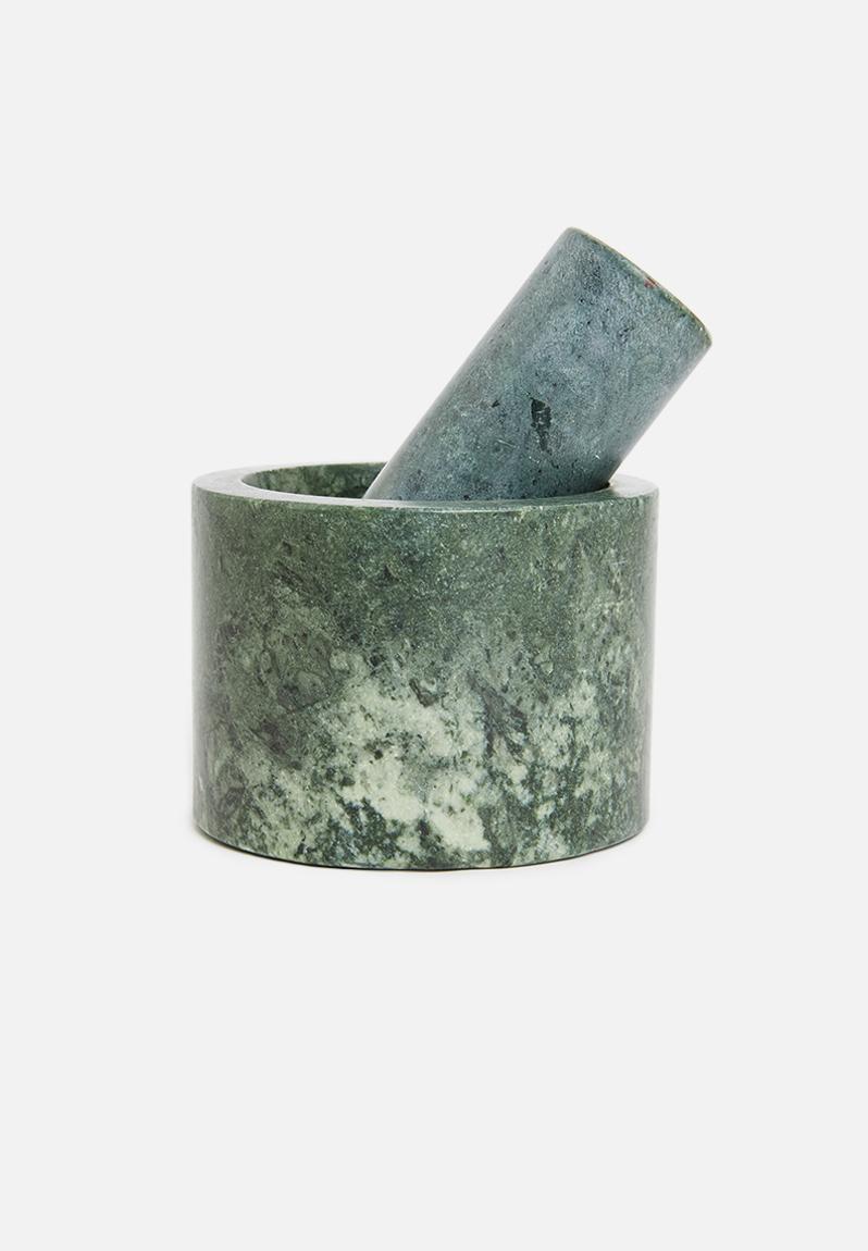 Marble pestle & mortar-green