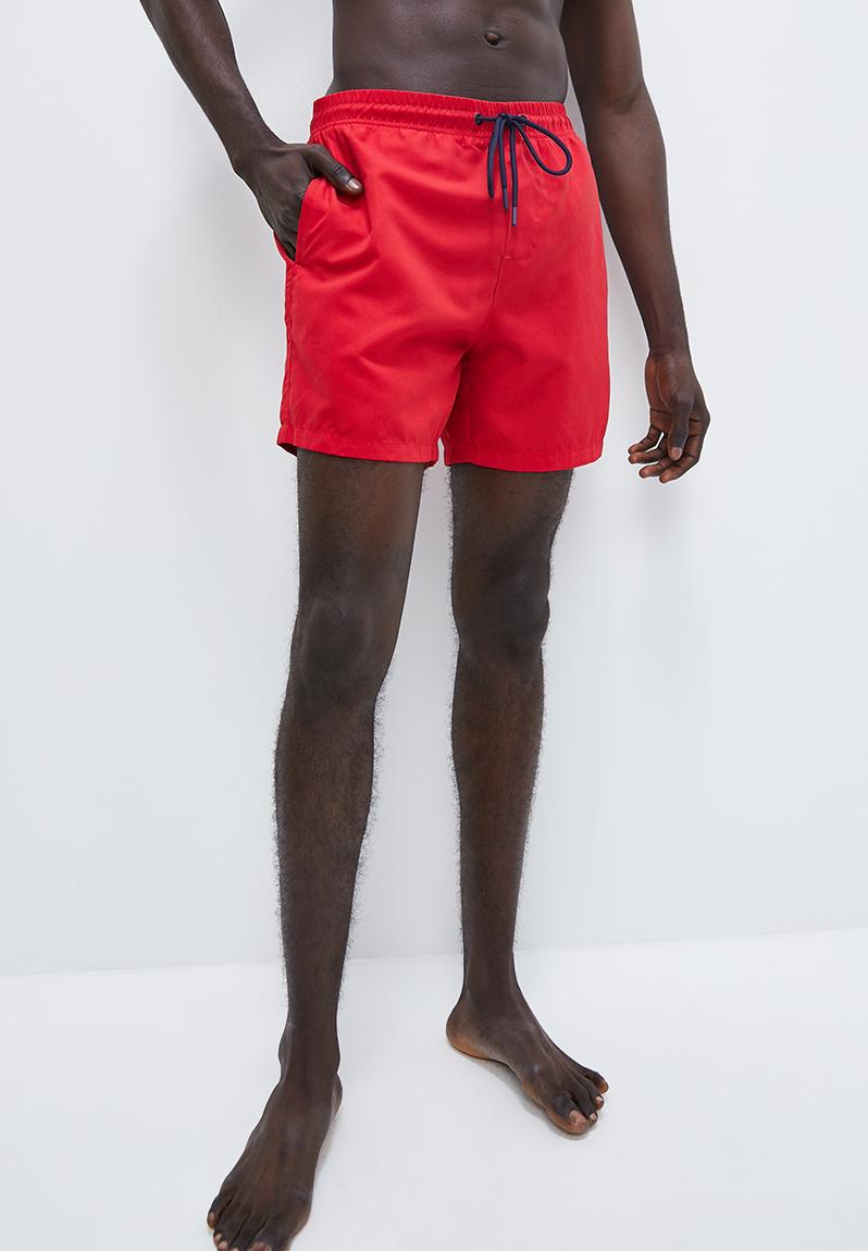 Mid length swim short red