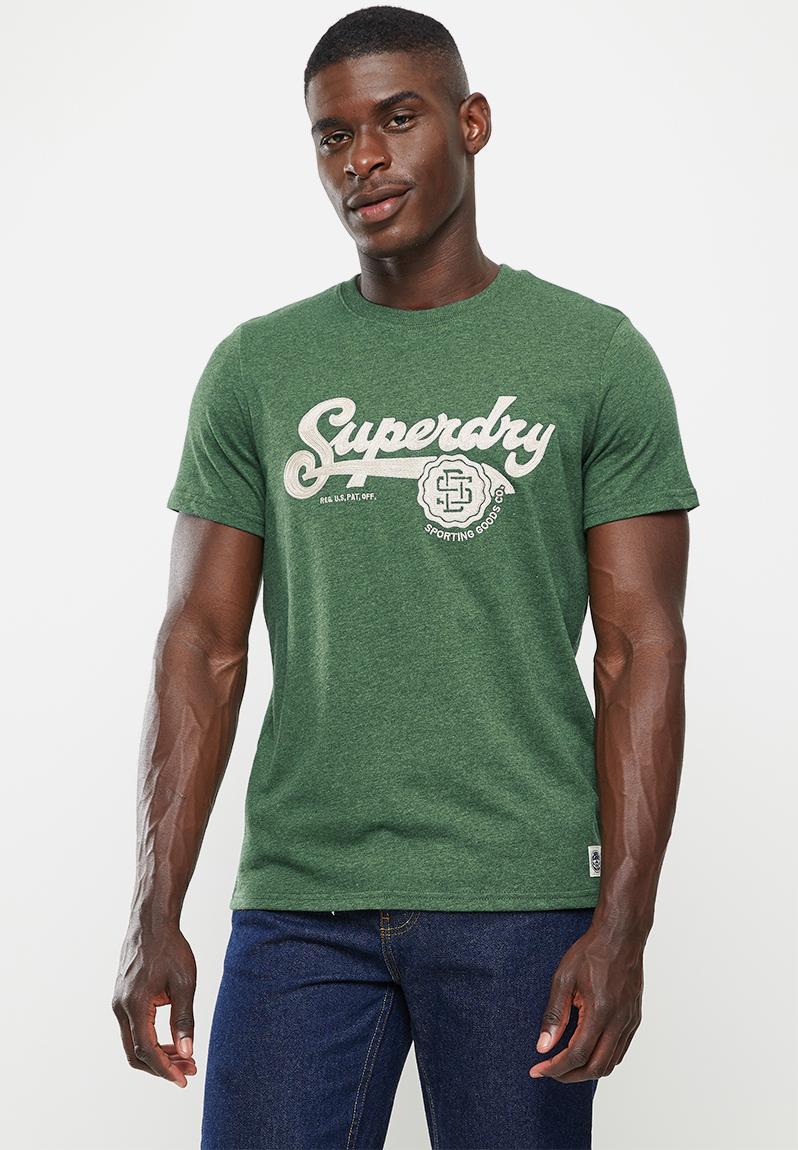 Vintage script style coll tee - heritage pine green marl Superdry. T ...