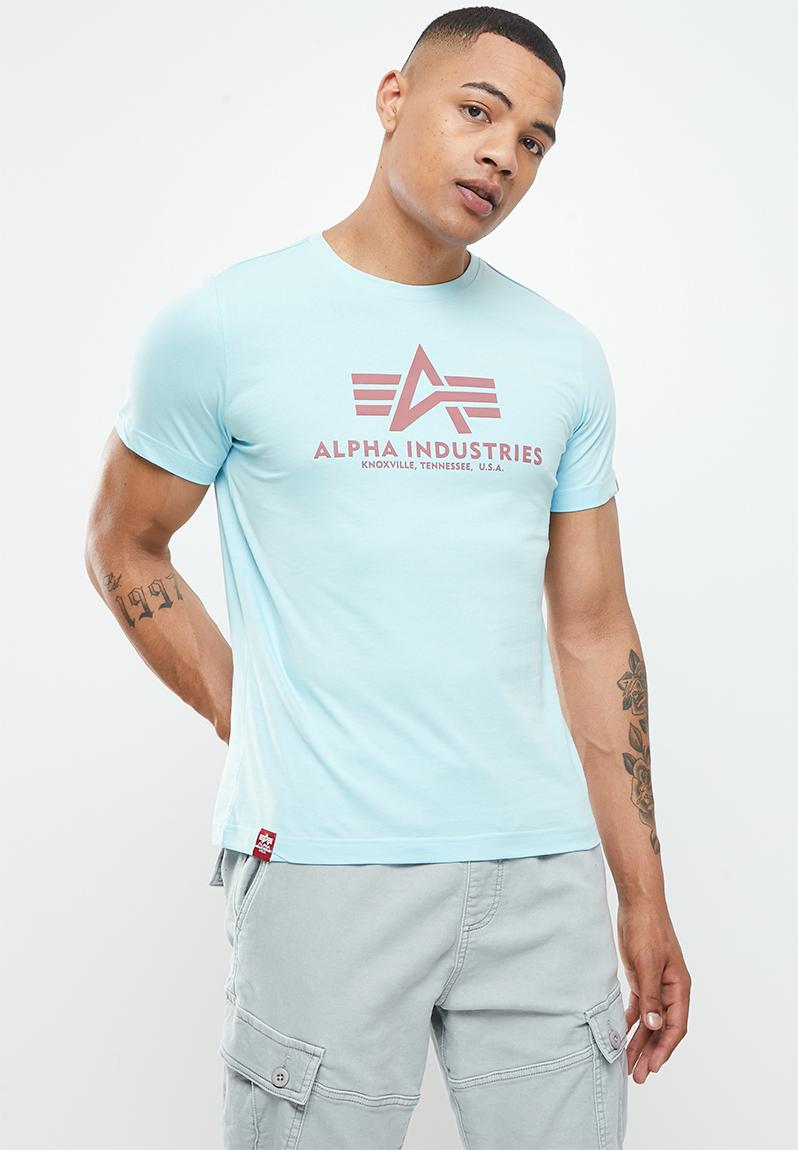 Alpha logo print t - sky blue