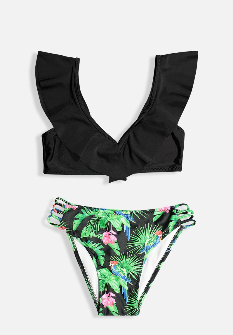Girls frill 2 piece bikini - black Rebel Republic Swimwear ...