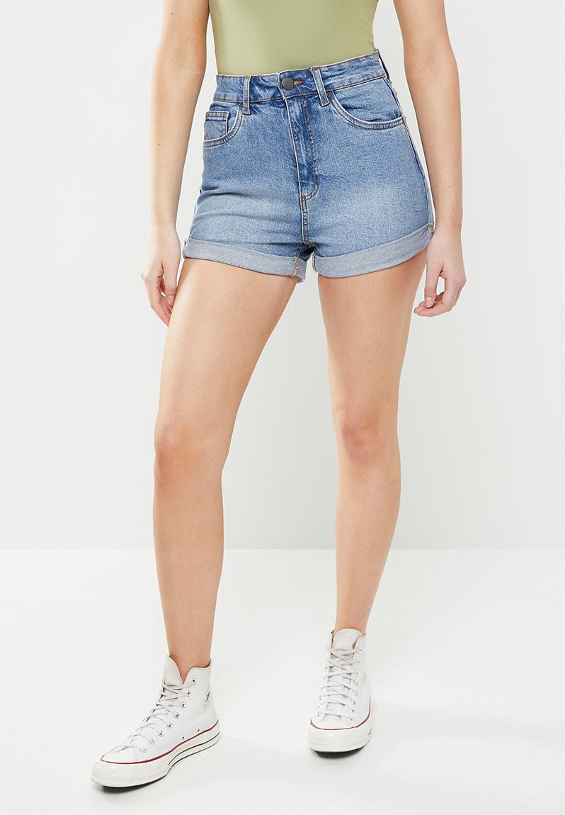 High rise classic stretch denim short - rain blue Cotton On Shorts ...