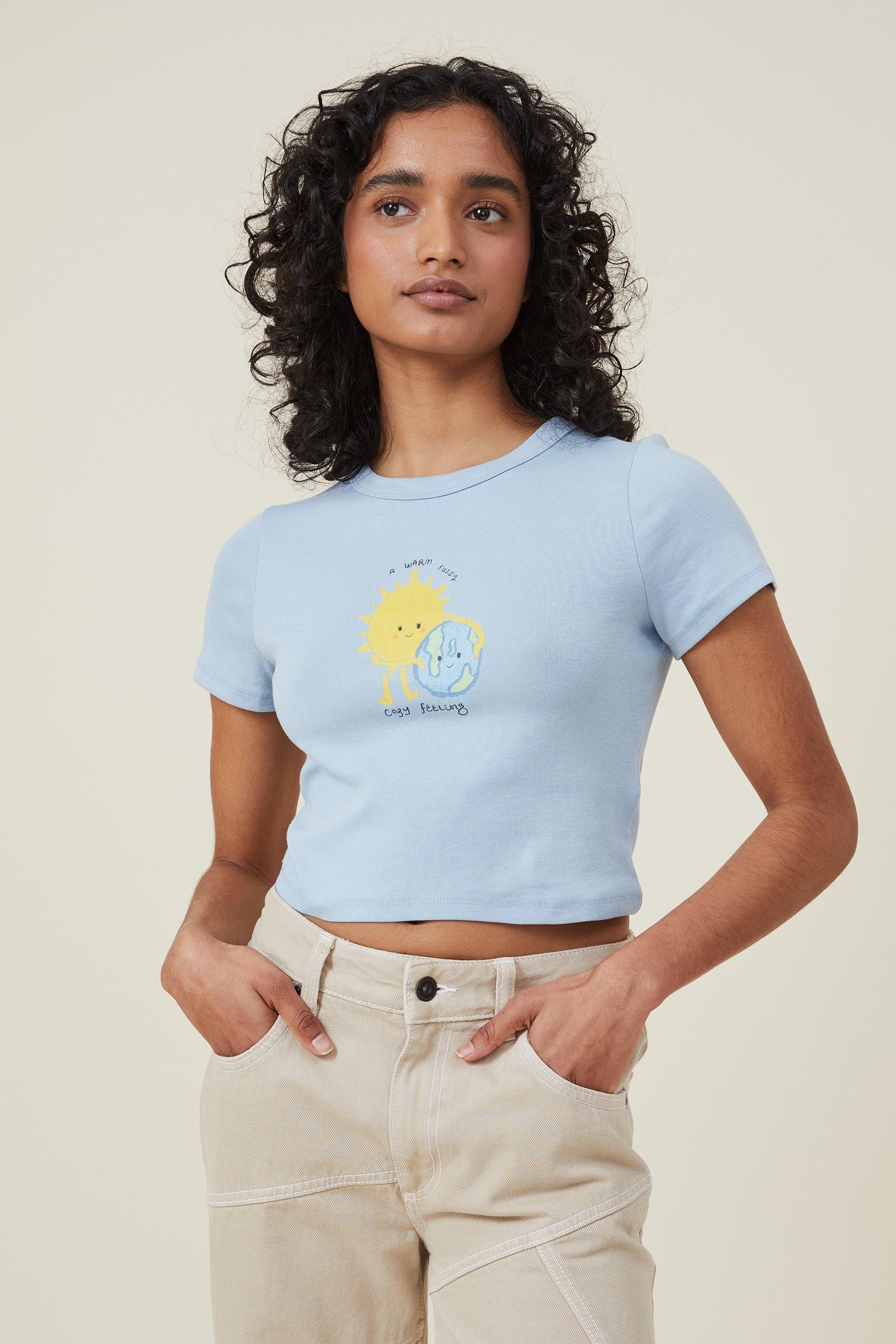 Micro fit rib graphic tee - warm fuzzy/seaside blue