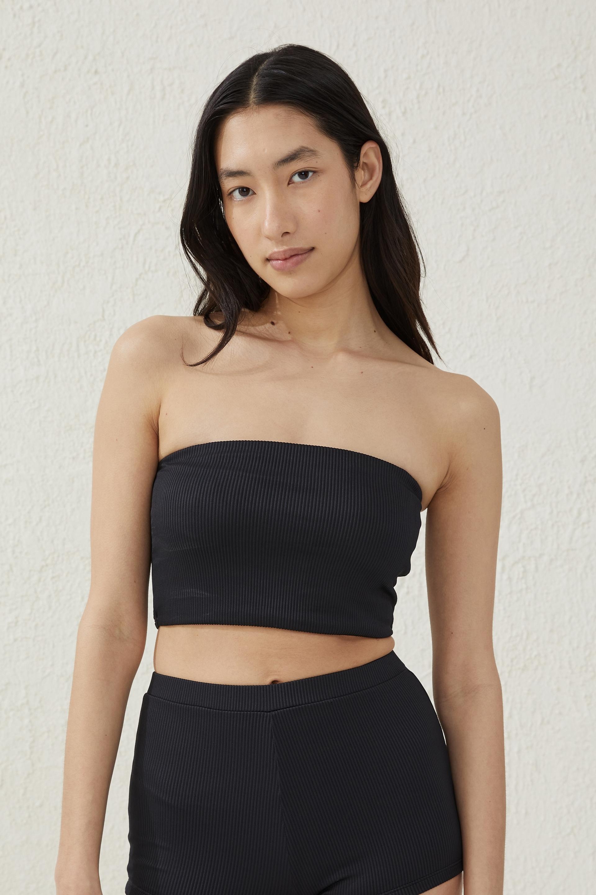 Longline bandeau bikini top1 - black rib Cotton On Bikinis ...