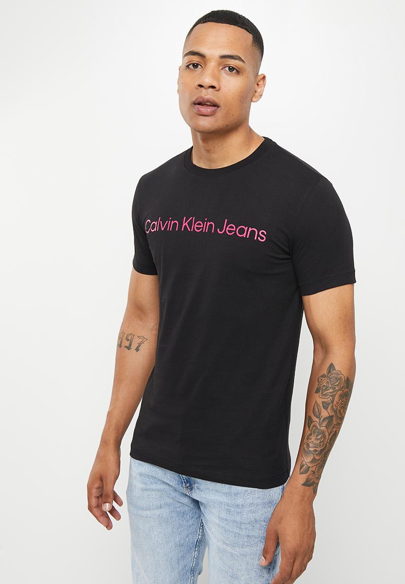 Institutional Logo Slim Tee Ck Black 1 Calvin Klein T Shirts And Vests