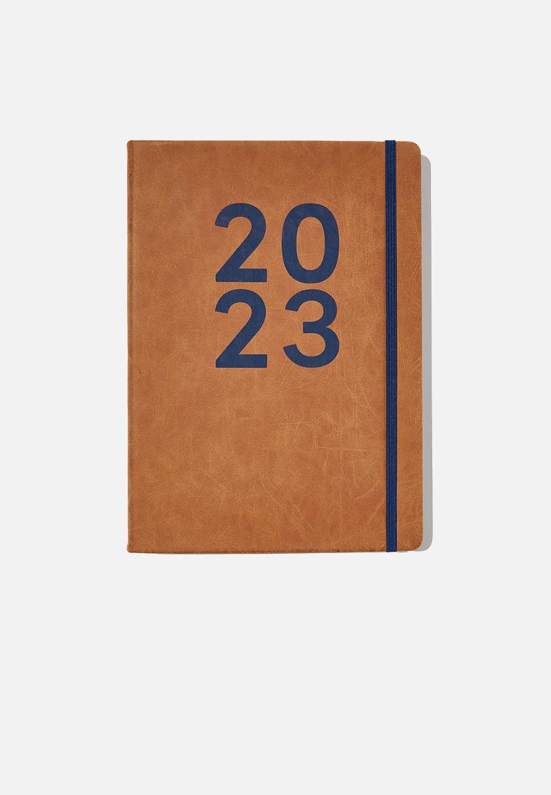 2023 a4 daily buffalo diary - mid tan navy