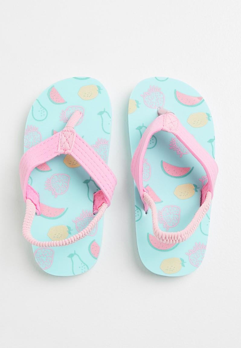 Fruit salad printed flip flop - blue & pink POP CANDY Shoes ...