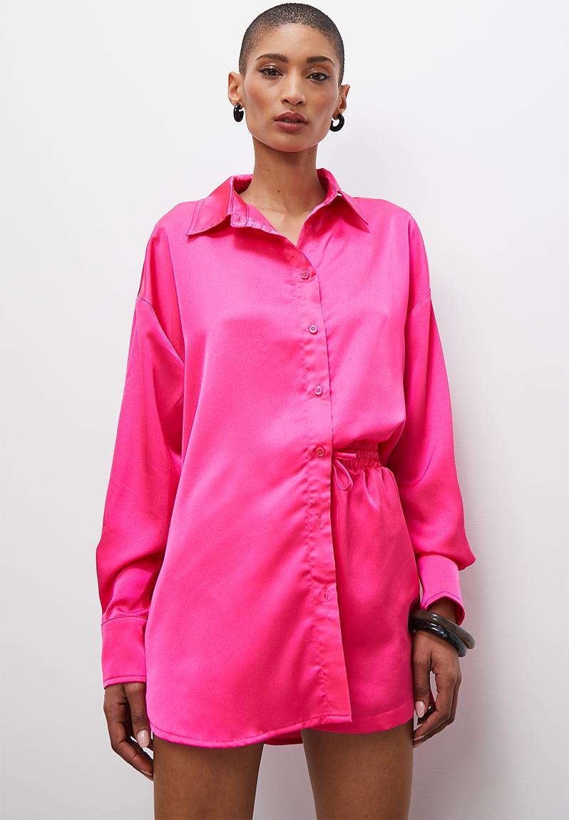 Satin shirt - cerise pink