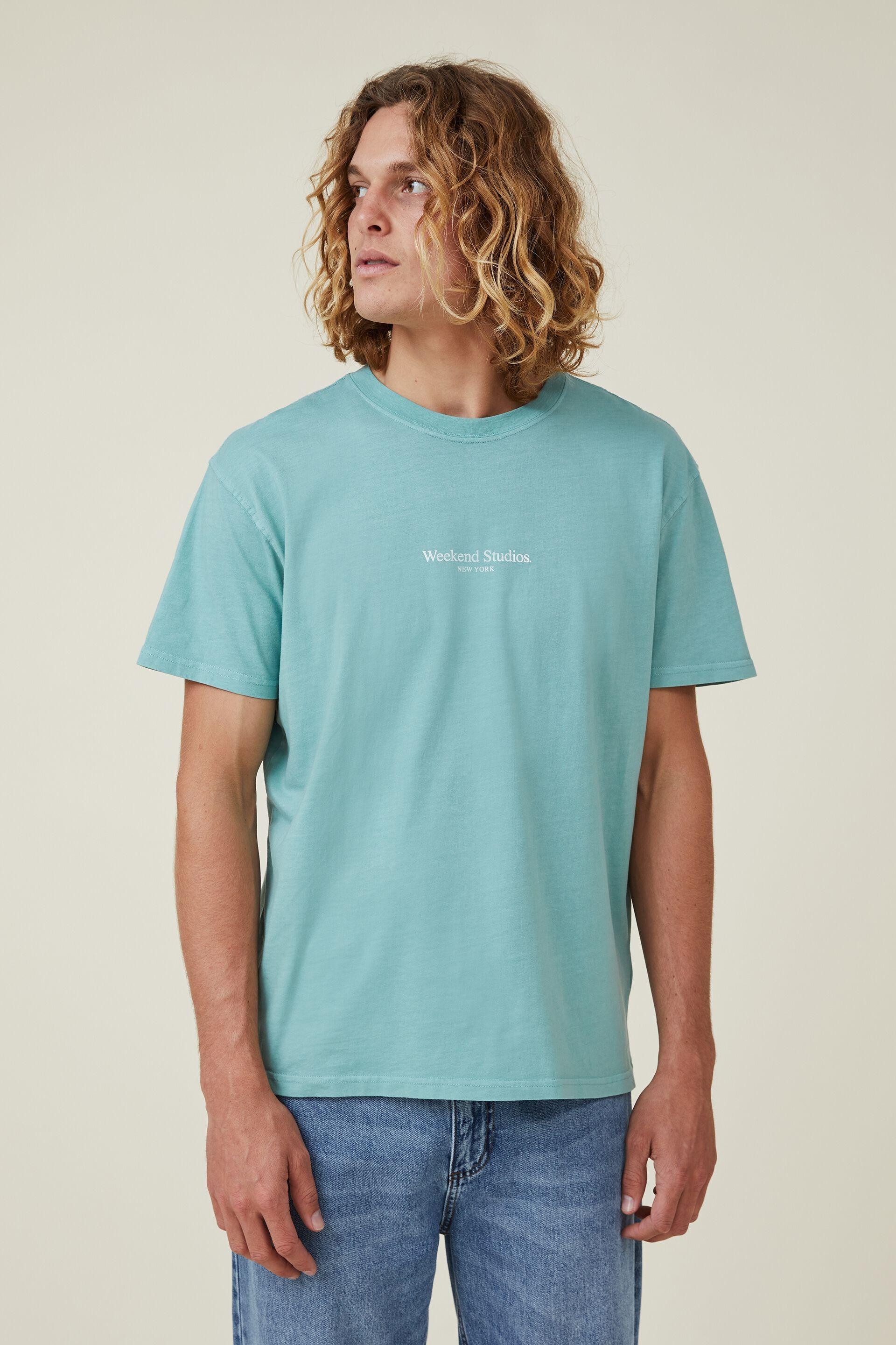 Easy t-shirt - dusty teal/weekend studios serif