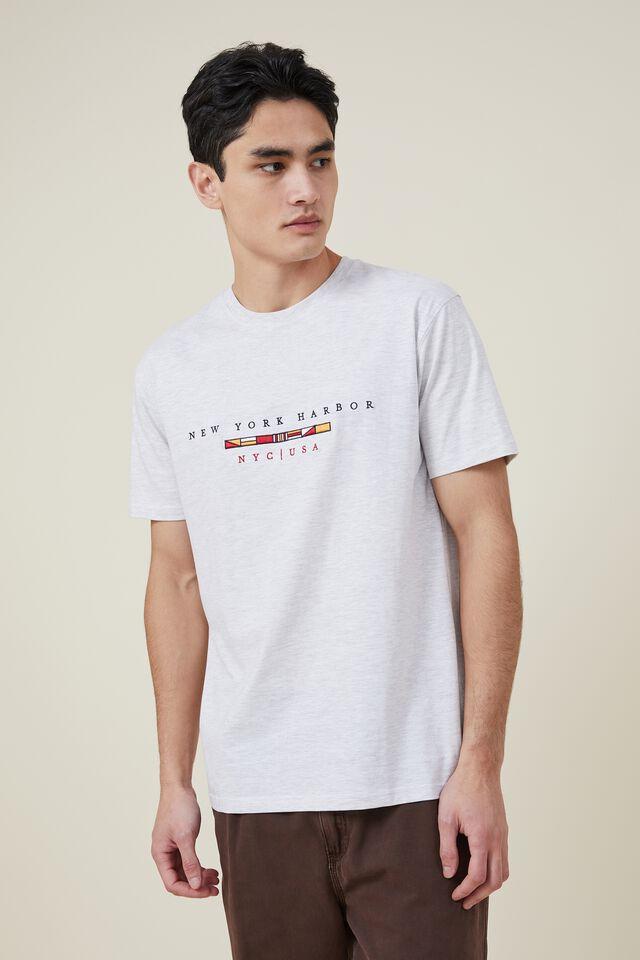 Loose Fit Classic T Shirt White Marle New York Harbour Cotton On T