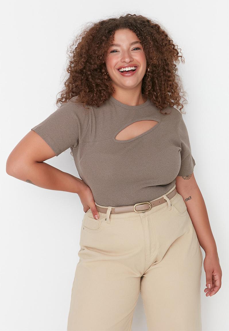 Plus cut out knit top - mink Trendyol Tops | Superbalist.com
