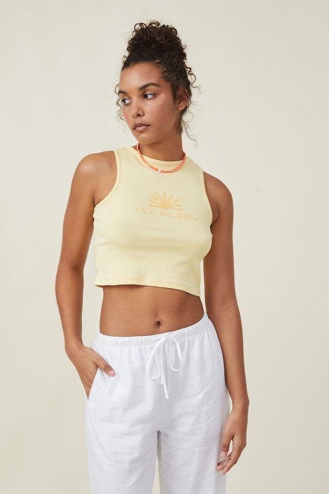 High neck graphic tank - el verano/pale yellow