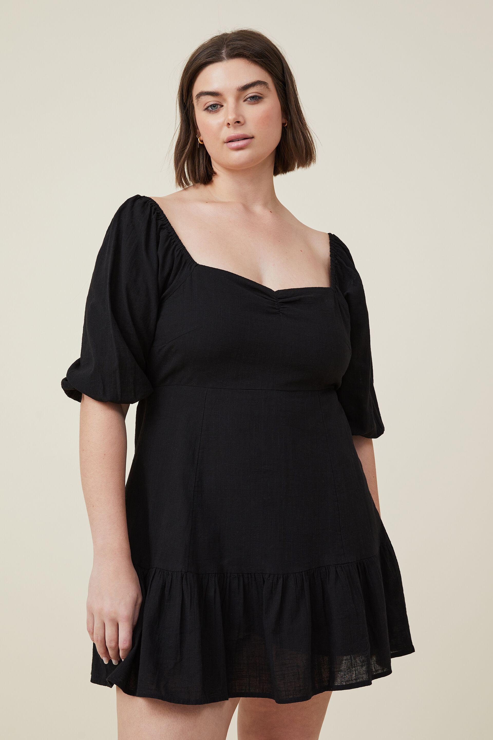 Curve maya full sleeve mini dress - black