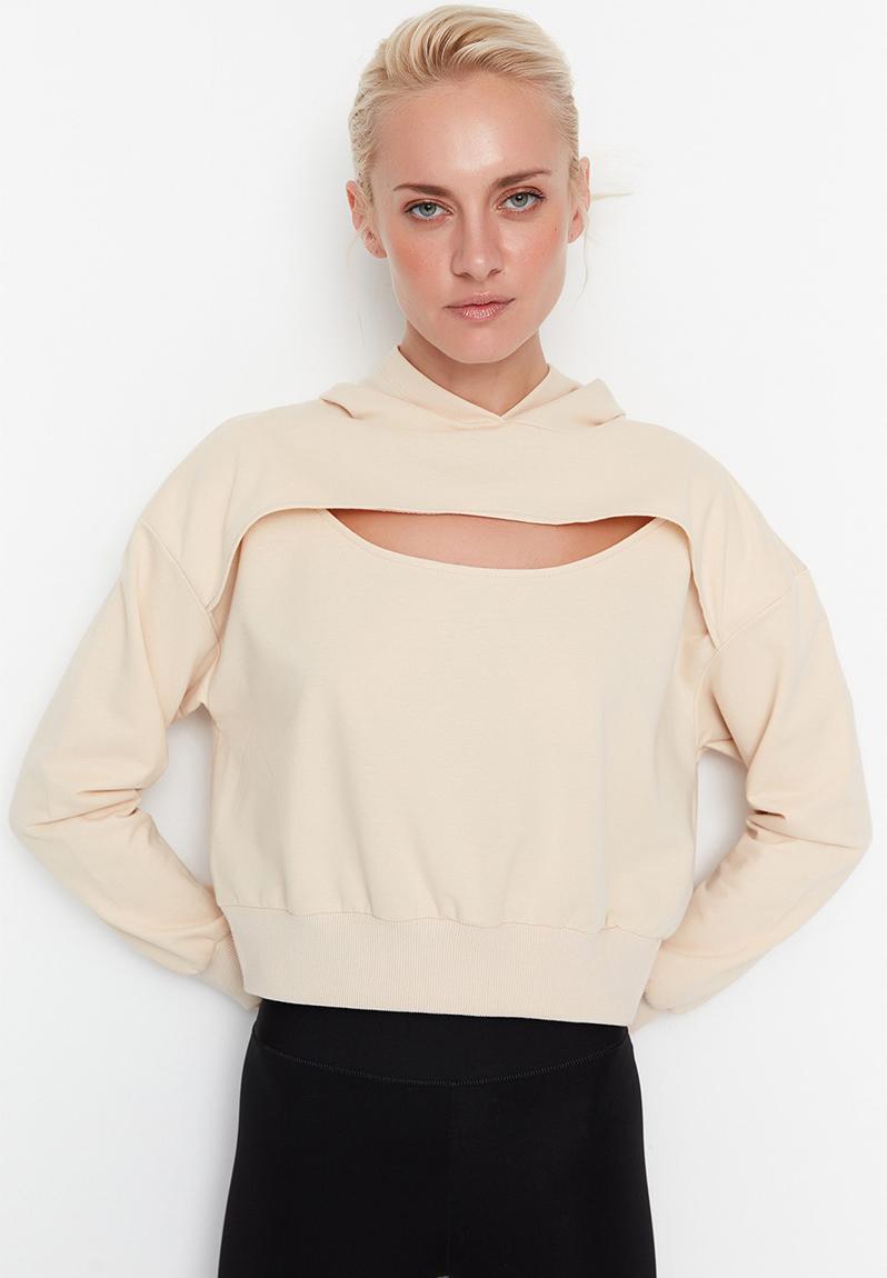 Cut out basic slim sweatshirt - beige
