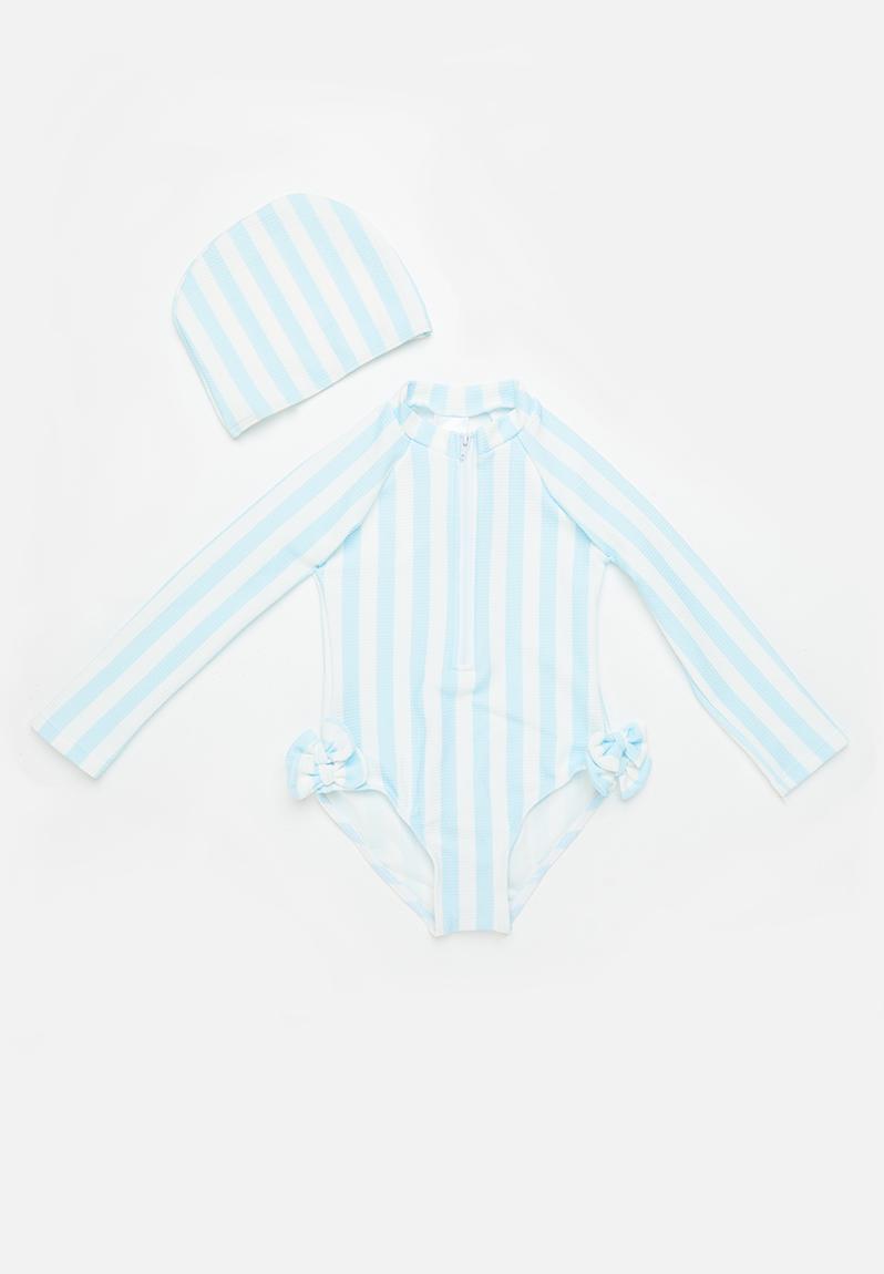 Girls stripe swimsuit with zip - blue POP CANDY Swimwear | Superbalist.com
