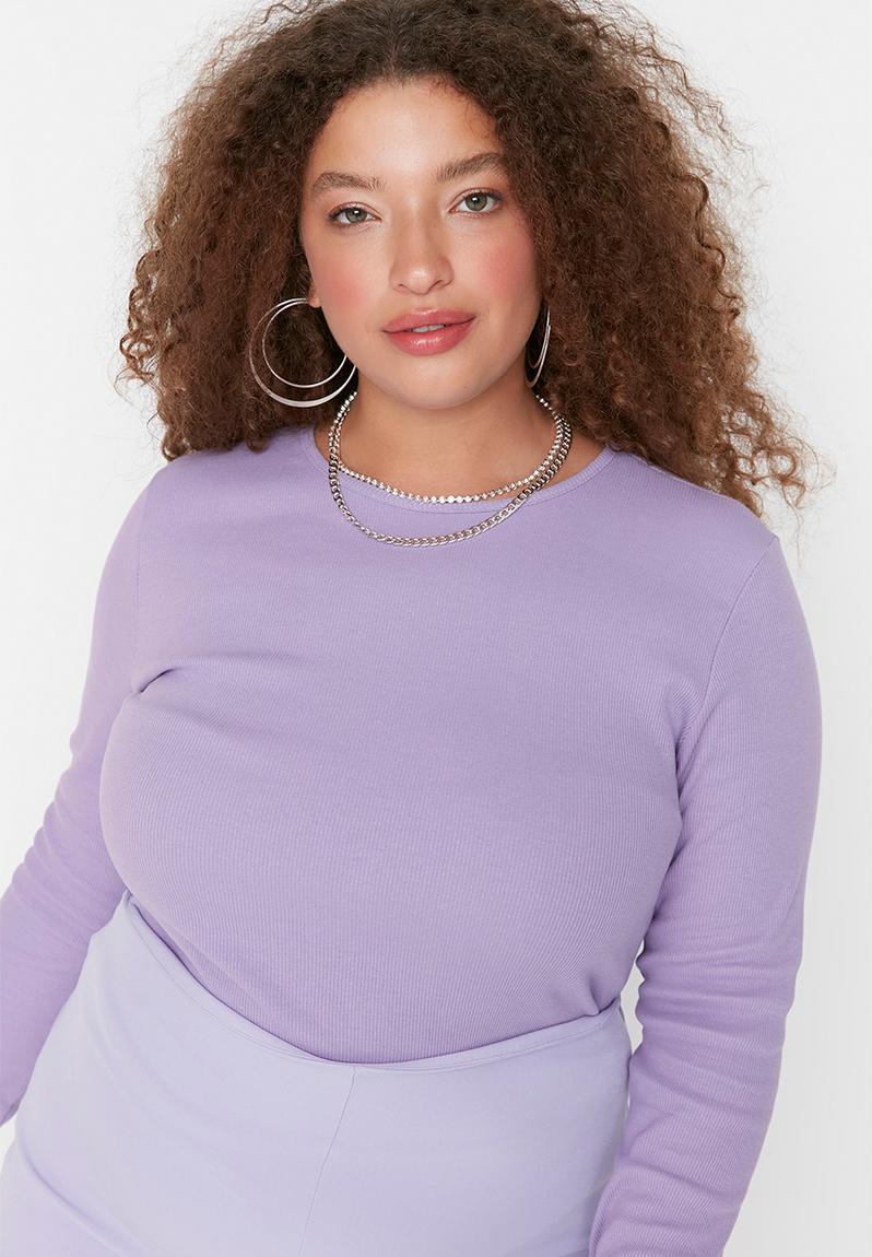 Plus crew neck top - lilac Trendyol Tops | Superbalist.com