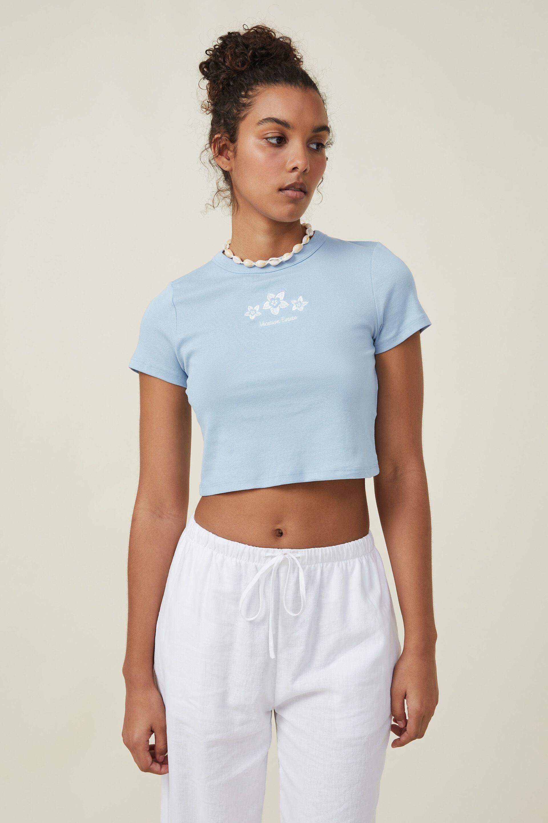Micro fit rib graphic tee - vacation estate/seaside blue