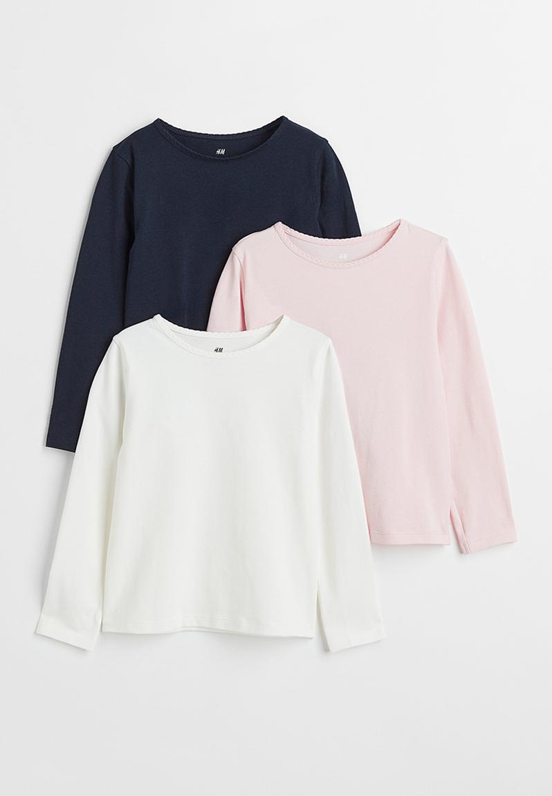 3-pack long-sleeved tops - light pink/navy blue/white - 0575156039