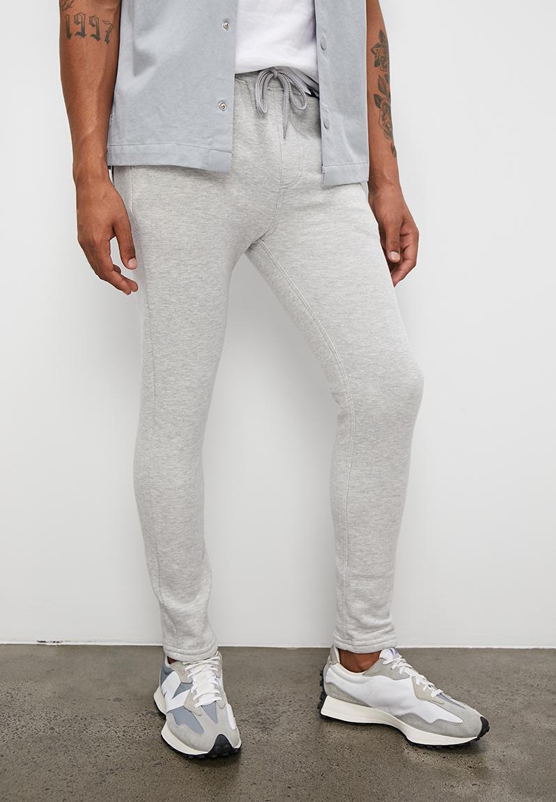 Skinny tapered sweatpant - grey melange