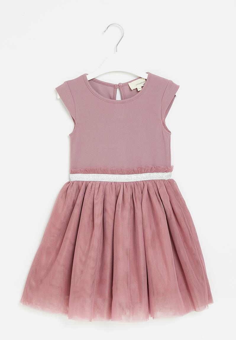 Girls tulle combo dress - berry