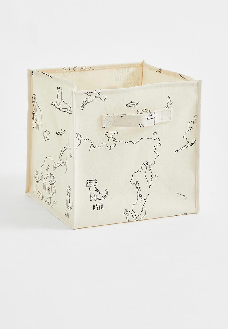 Printed storage basket - natural white/map - 0881846011