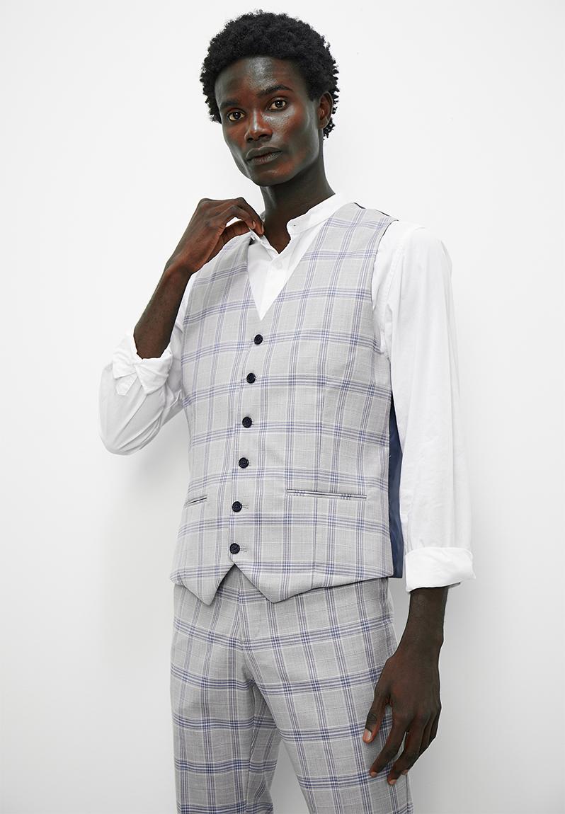Slim fit waistcoat - grey check