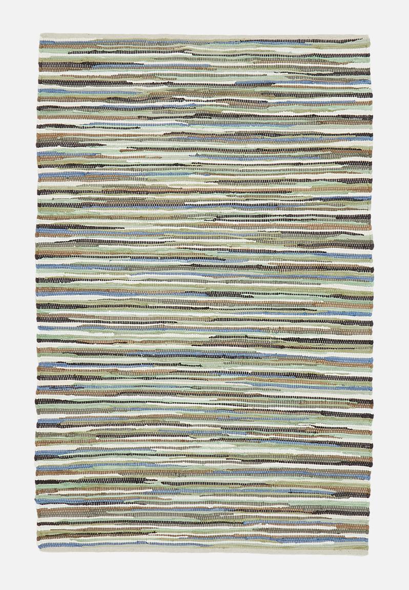 Recycled chindi rug - stripe green