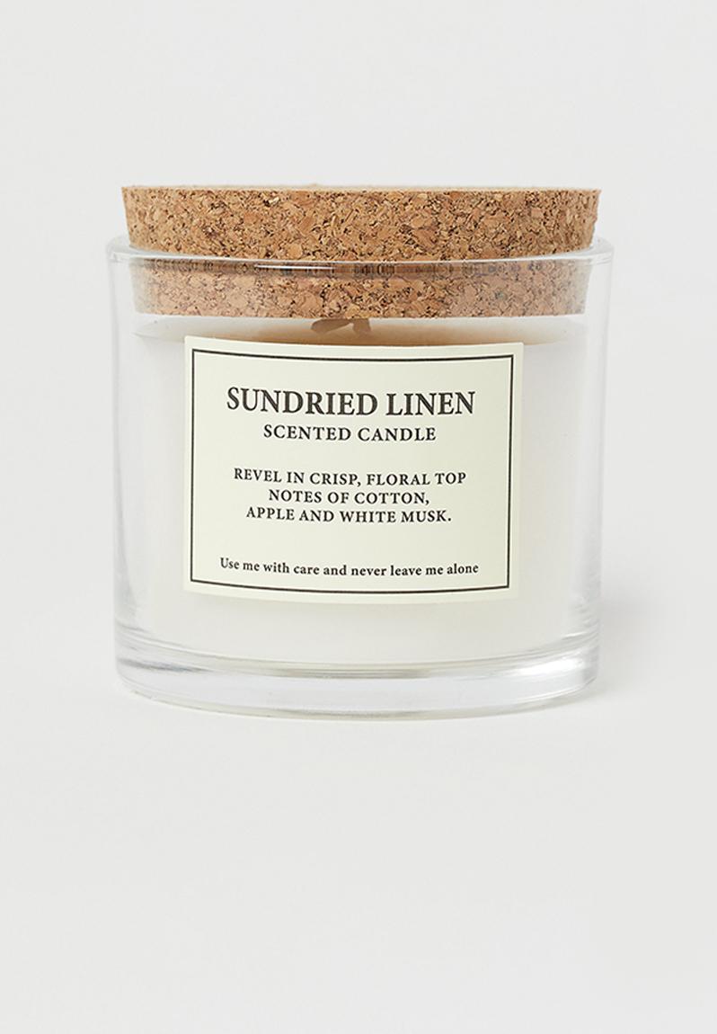 Cork-lid scented candle - white/sundried linen - 993550002