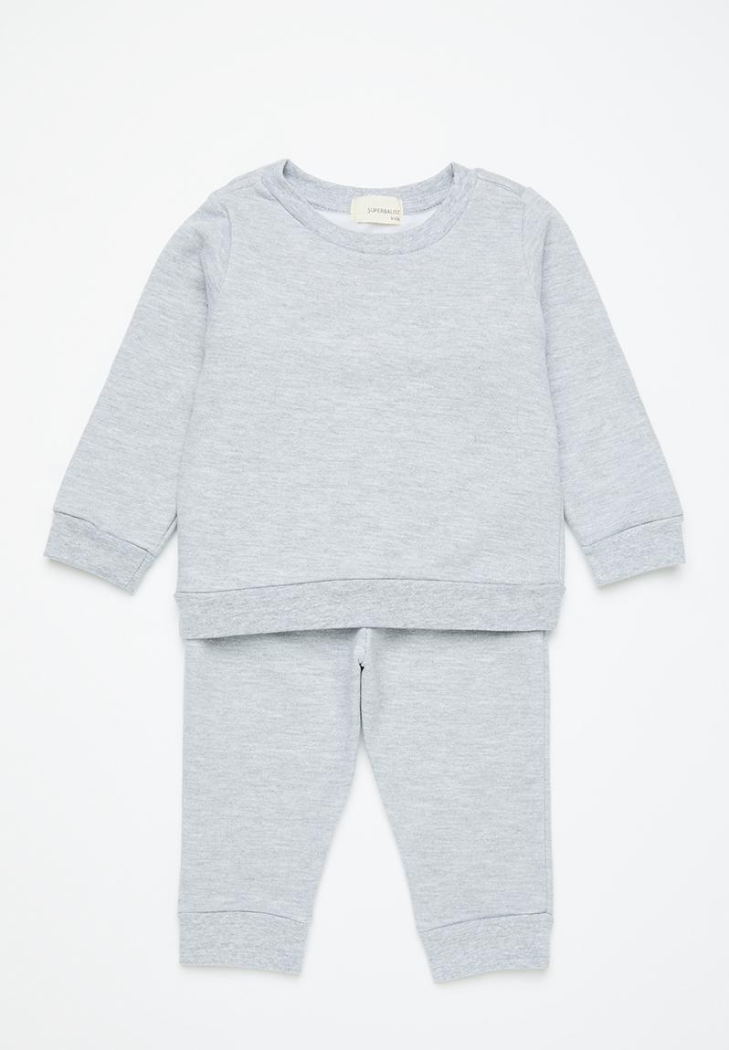 Infant plain tracksuit set - grey mel