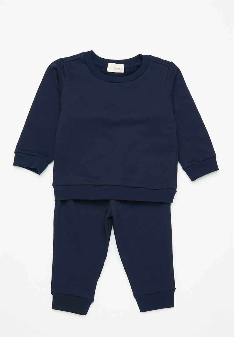 Infant plain tracksuit set - navy