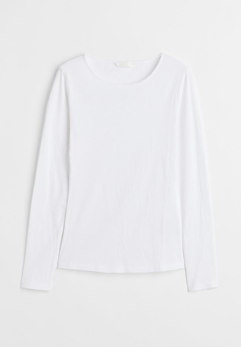 Ribbed jersey top - white - 0996759002