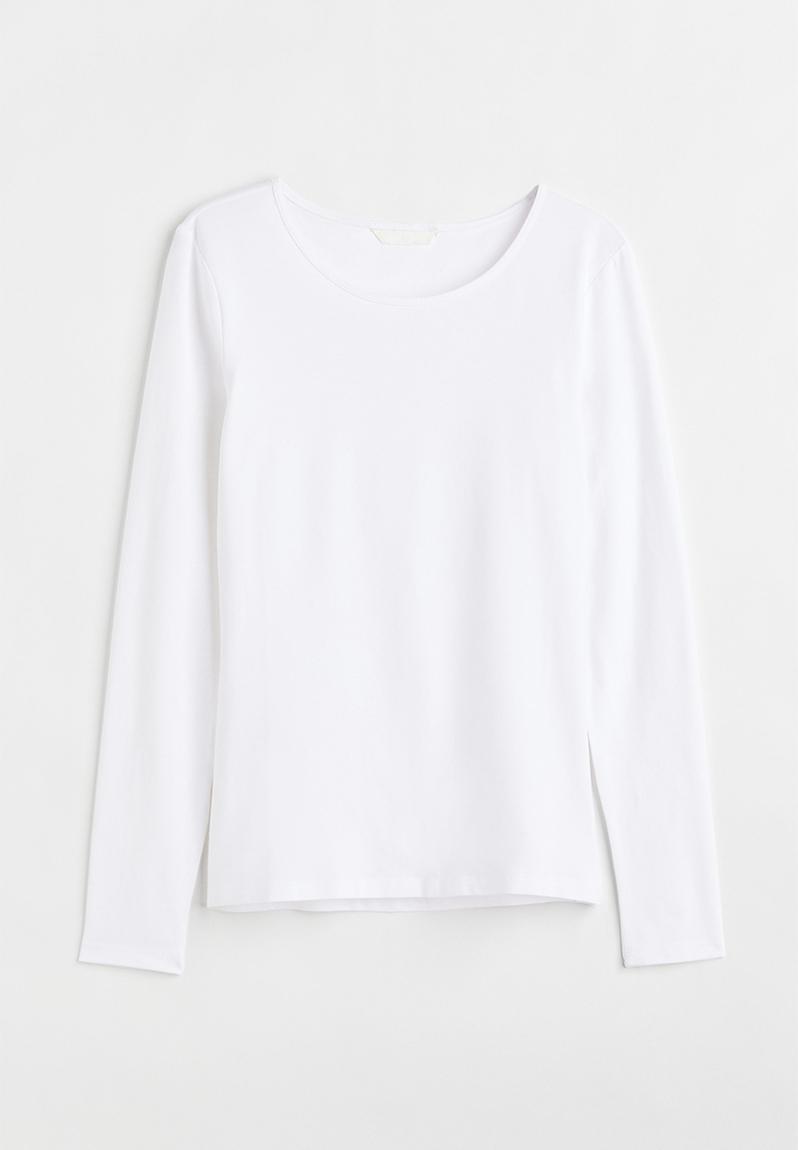 Long-sleeved jersey top - white I - 0768931001