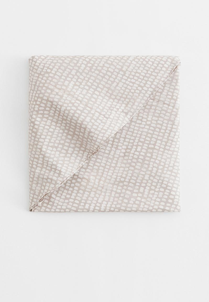 Round wipeable cotton tablecloth - grey/patterned - 1068172001
